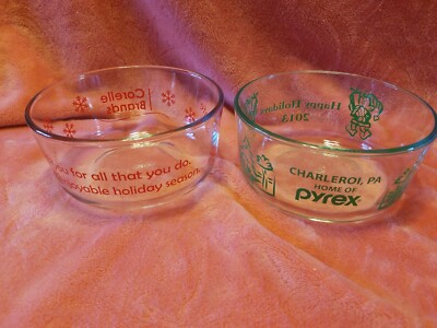 2 Pyrex Holiday Bowls Employee Appreciation Collectible 2013 Charleroi ...