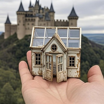 Puzzle 1:144 Scale Dollhouse Miniature Greenhouse Cottage Unassembled ...