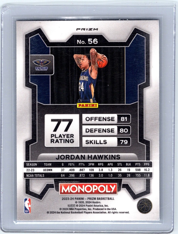 2023-24 Panini Prizm Monopoly #56 Jordan Hawkins Monopoly Man Red ...