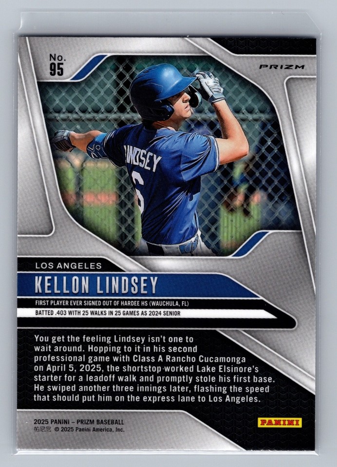 2025 PANINI PRIZM #95 KELLON LINDSEY BLUE ICE COLOR MATCH LOS ANGELES ...