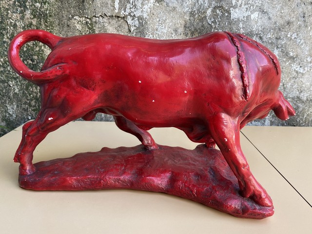 Mid Century Large Matador Red Bull Statue Sculpture | eBay