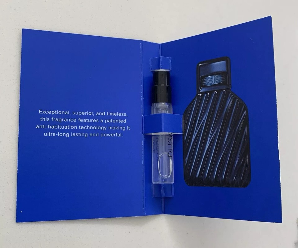 2 x TUMI Dusk Extrait De Parfum sample spray 0.067oz / 2ml each vial ...