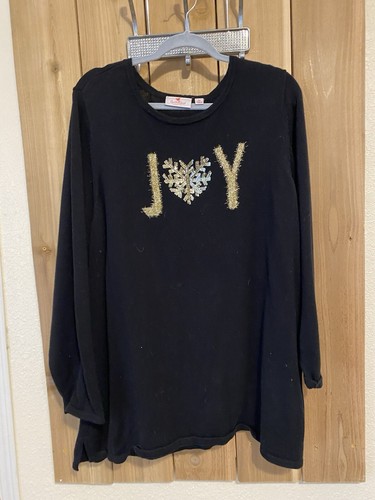 Quacker factory Black Sweater (JOY Sequined) L/S 3X NWOT | eBay