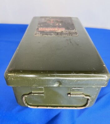Vintage Green Military Metal Money Box Tin Cash Box | eBay