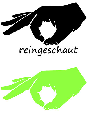 Aufkleber Sticker reingeschaut reingeguckt Circle Game Spiel Loch Hand ...