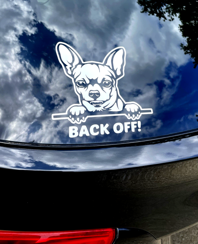 Chihuahua Back OFF Funny Bumper Sticker Vinyl Window Body Decal Car ...