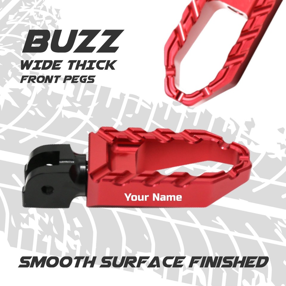 Custom Text Red Front Wide Foot Pegs For FZ8 /S Fazer 10 11 12 13 14 15 ...