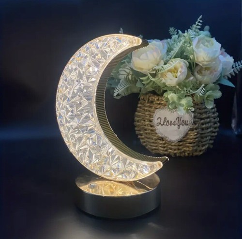Crystal Effect Lamp Moon Shape Lamp Indoor Light Touch 3 Colours New | eBay