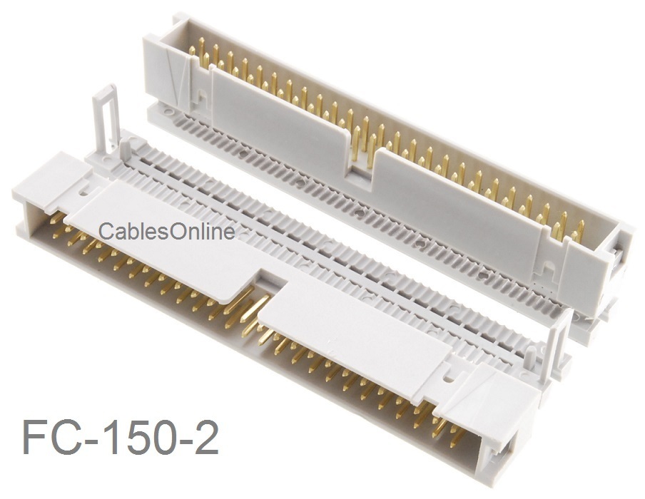2-Pack 50-Pin (2x25) Male IDC Flat Ribbon Cable Box Header Connectors ...