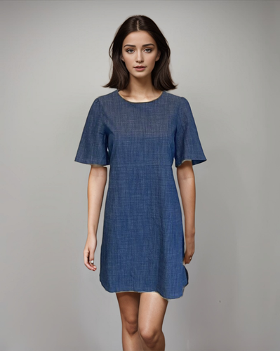 WAYF Dress Women Sz M Blue 100% Cotton Simple Minimalist Office | eBay