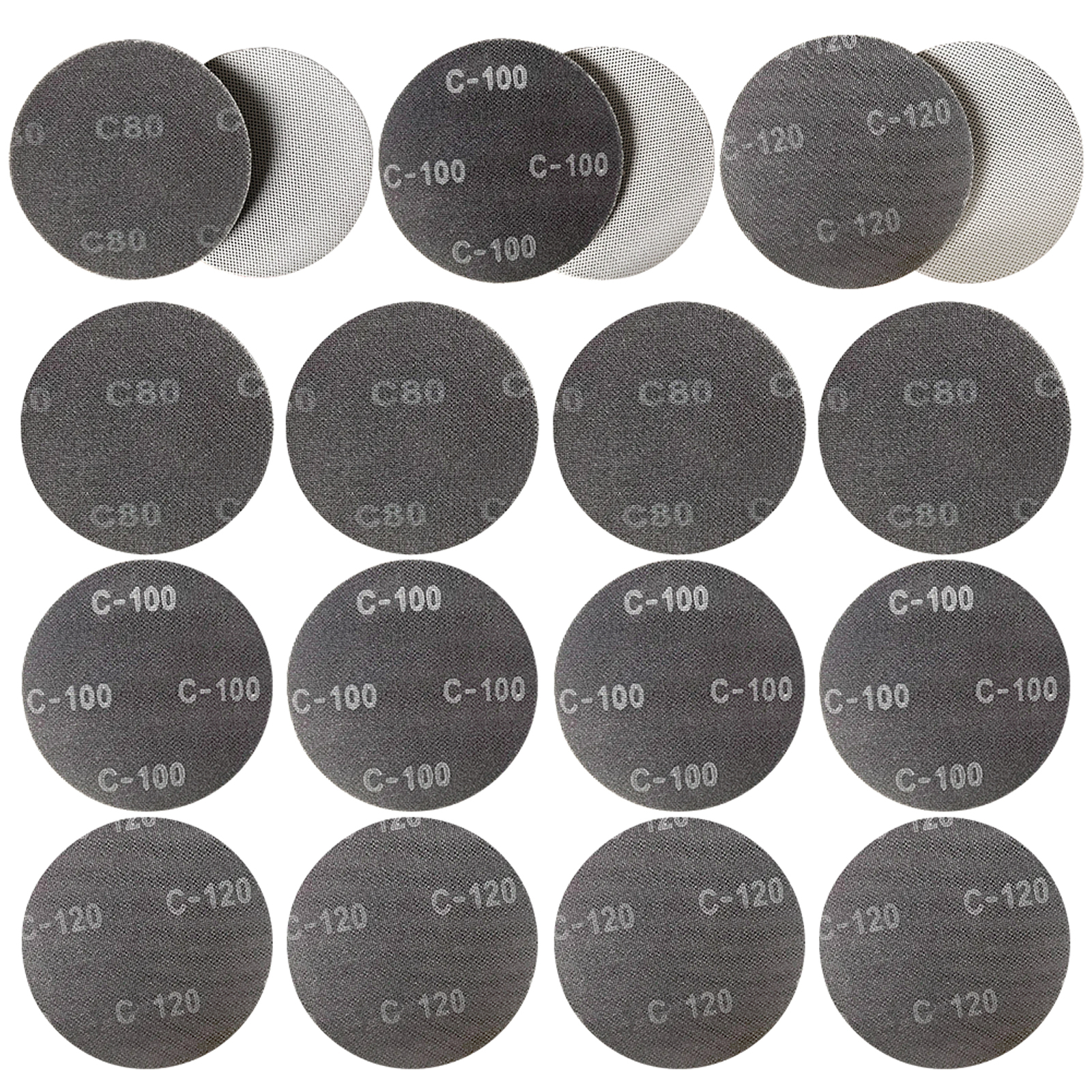 15pcs 5inch 80 100 120 Grit Mesh Pads Hook And Loop Anti Blocking ...