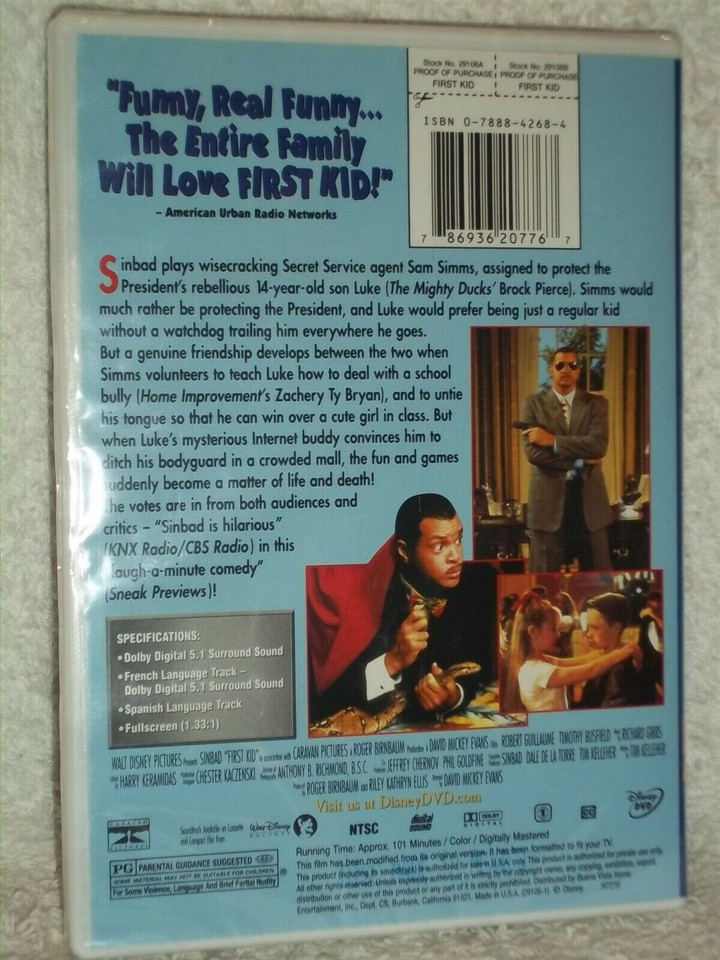 First Kid [1996] (DVD, 2003) disney Sinbad Robert Guillaume Brock ...