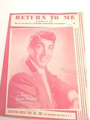 VINTAGE SHEET MUSIC RETURN TO ME BY DEAN MARTIN | eBay