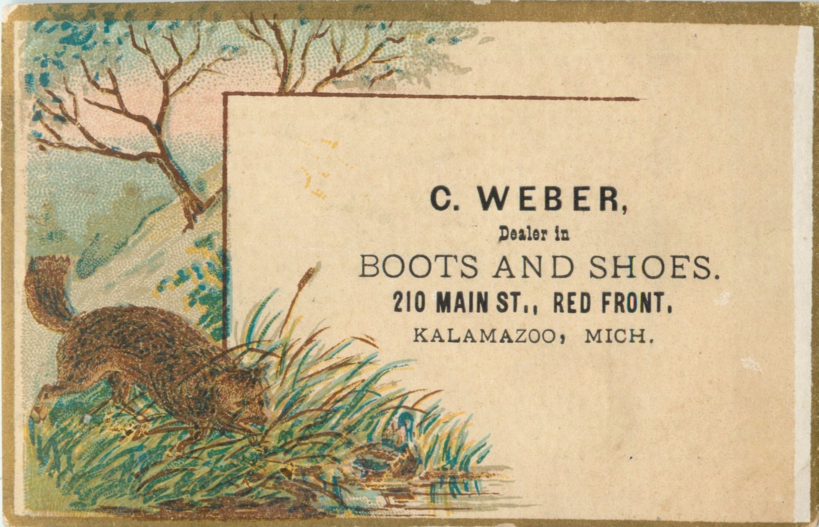 Victorian Tradecard, C. Weber, Boots & Shoes, 210 Main Street, Kalamzoo ...