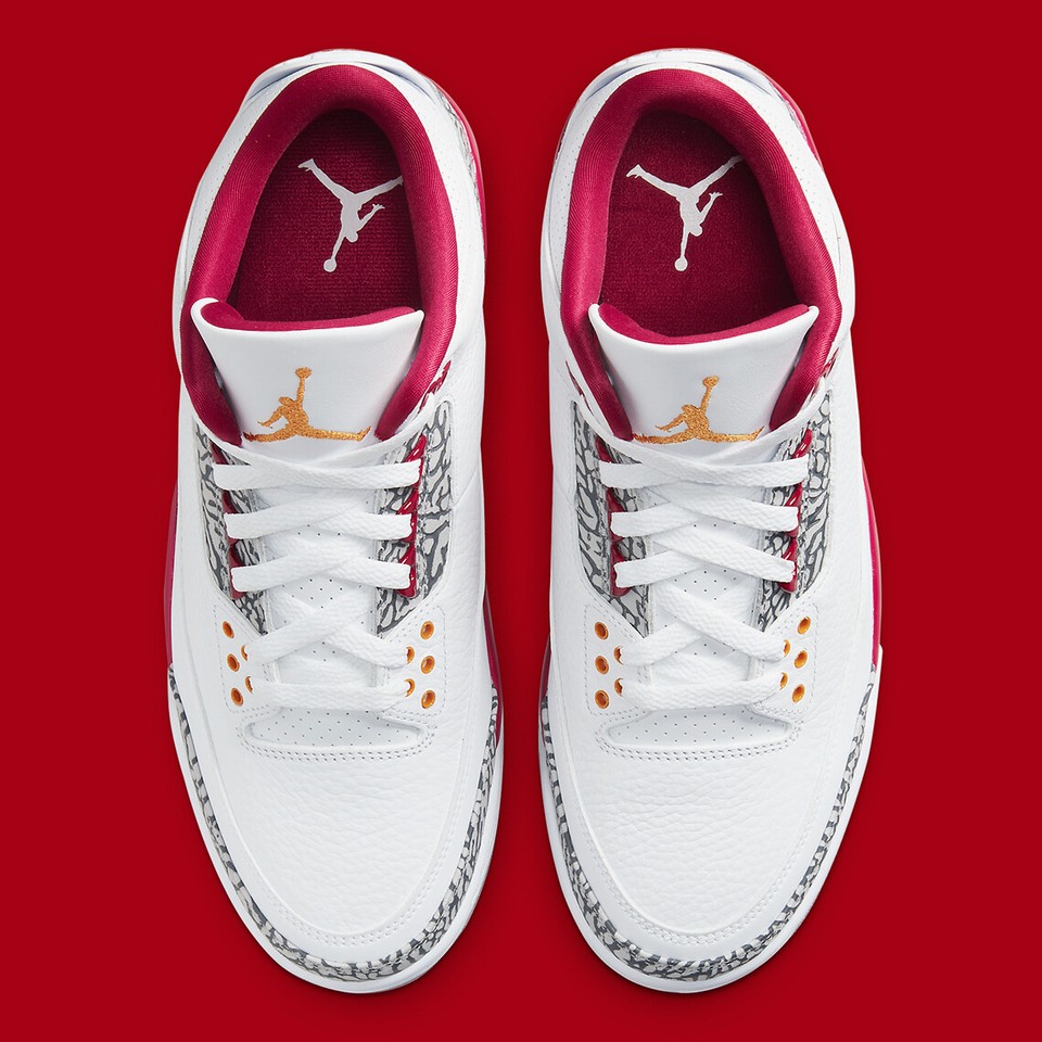 Air Jordan 3 Retro Cardinal Red White Gold AJ3 CT8532 126 Men's Shoe ...