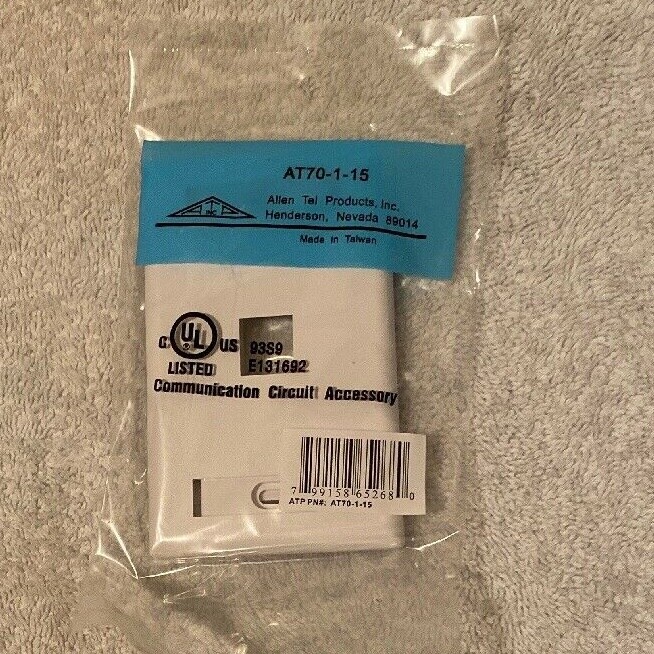 Allen Tel Products AT 70-1-15 Wallplate Single-Gang 1-Port White NEW. H ...