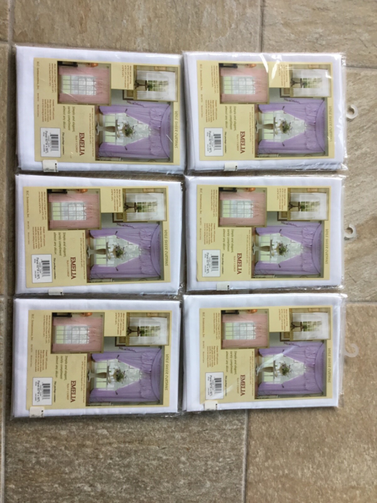 EMELIA Voile Sheer Curtains ~ One Panel 60"W x 90"L ~ White CA2002P ...