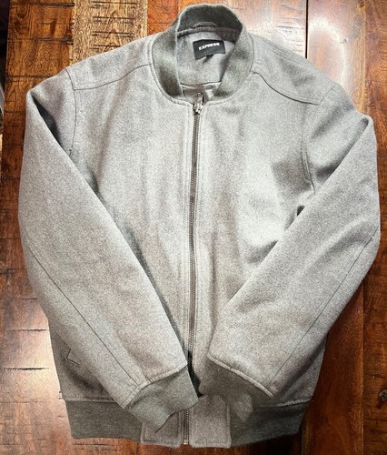 Men’s Express Bomber Jacket Wool Blend Grey Size Large | eBay