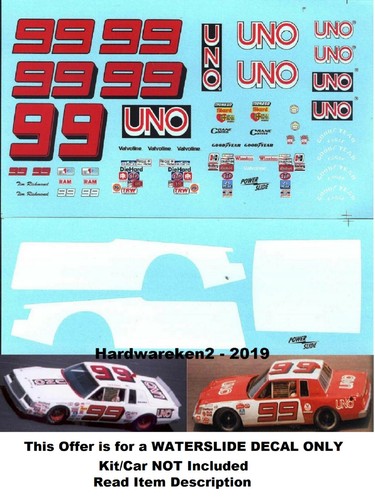 NASCAR DECAL #99 UNO 1981 BUICK REGAL TIM RICHMOND WHITE/RED CAR 1/24 ...