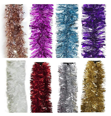 2 Metre 6.7ft Deluxe Chunky Fluffy Tinsel Many Christmas Colours To ...
