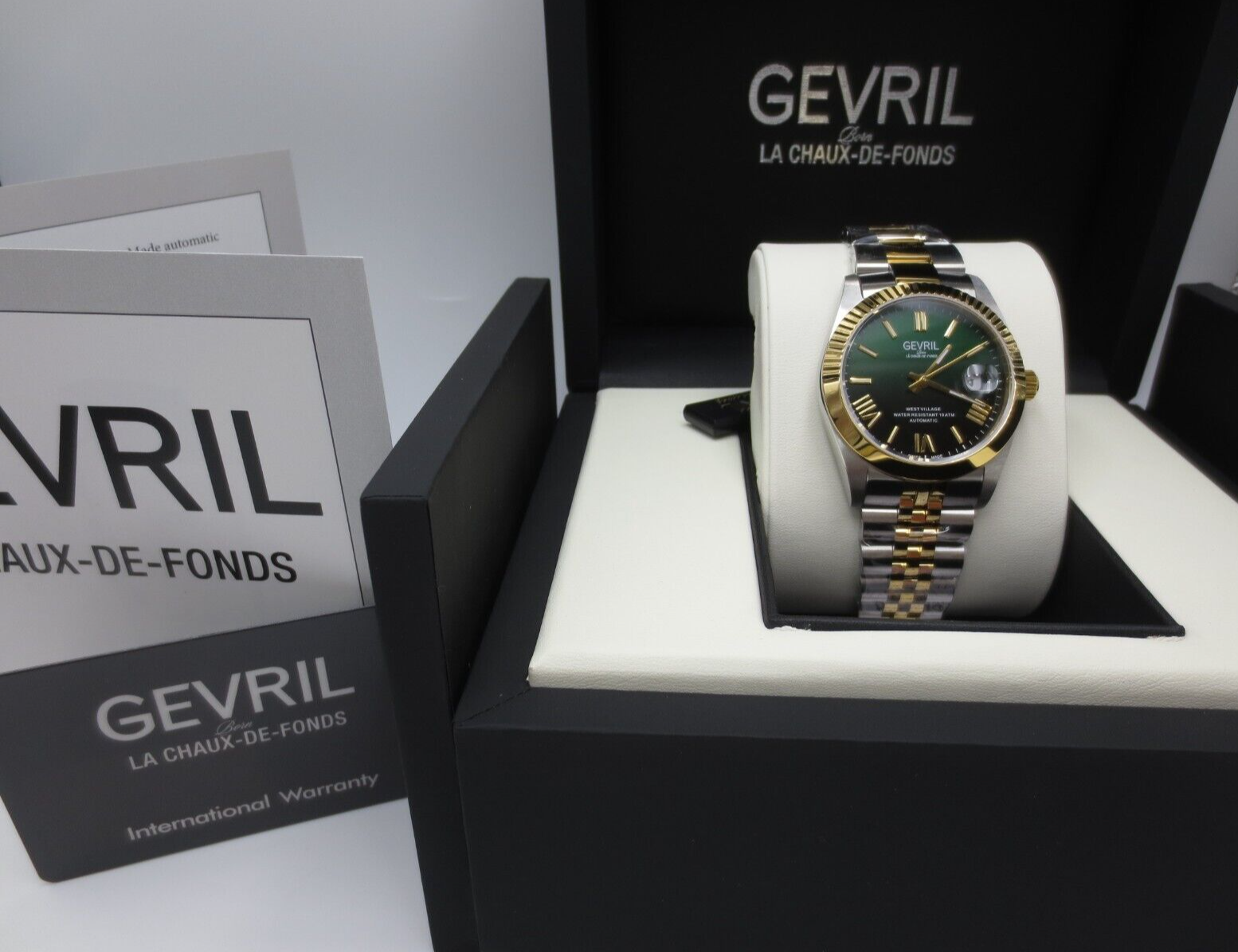 Gevril West Village Fusion Elite Automatic Green Dial Men's Watch ...