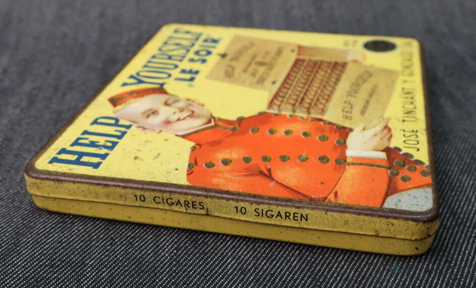 Vintage Rare HELP YOURSELF 'Le Soir' Cigar Tobacco Tin ~ 100+Yrs. Old ...