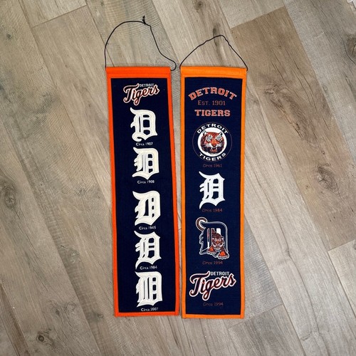 Lot of 2 Detroit Tigers Cooperstown 8x32” Evolution Design Wool Banners ...