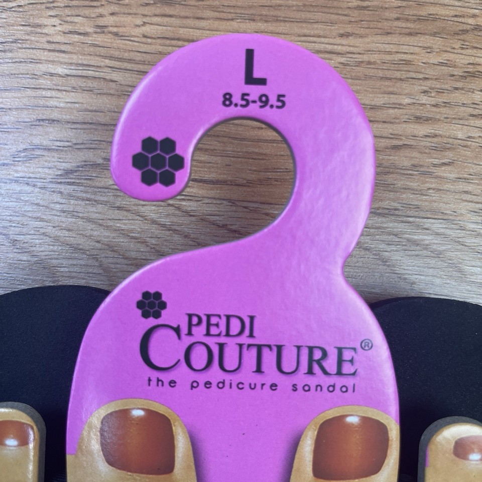 Pedi Couture Pedicure Sandals Built in Toe Separators Black Large 8.5-9 ...
