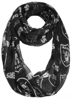 Las Vegas Raiders NFL Women's Sheer Infinity Scarf Team Color Logo | eBay