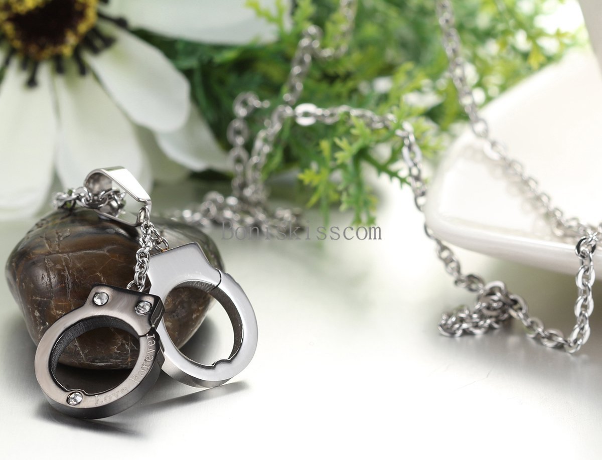 Stainless Steel " Forever Love " Handcuffs Pendant Valentine Lovers ...