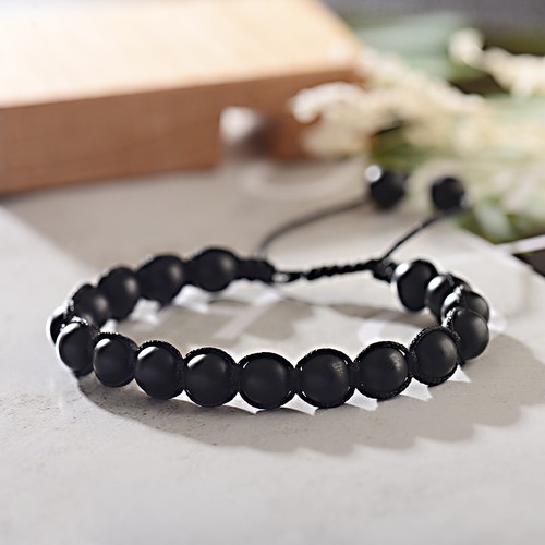 8 MM Natural Healing Stone Beads Braided Waven Men's Bracelet Handmade ...