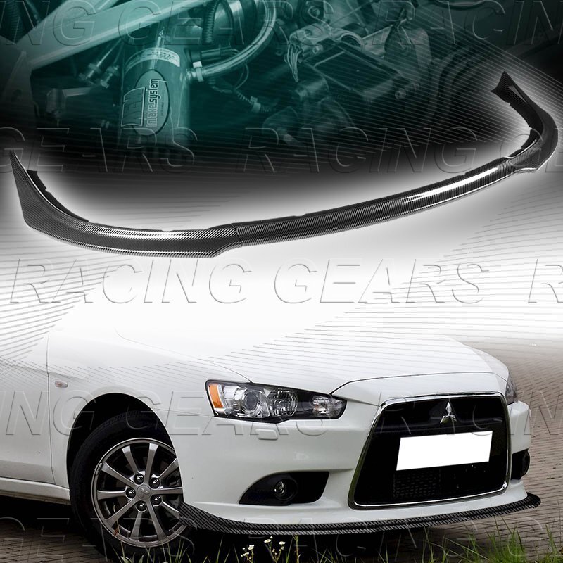 CARBON PAINTED RA-STYLE FRONT BUMPER SPOILER LIP FIT 09-15 MITS. LANCER ...