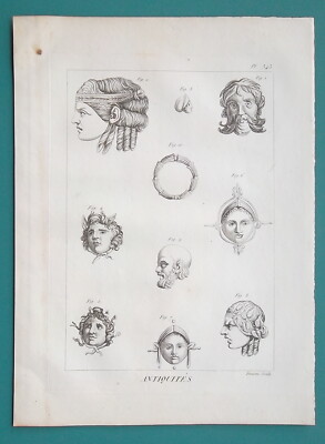 THEATER MASKS Greek Roman Pantomime Tragic Comic - 1804 Copperplate ...
