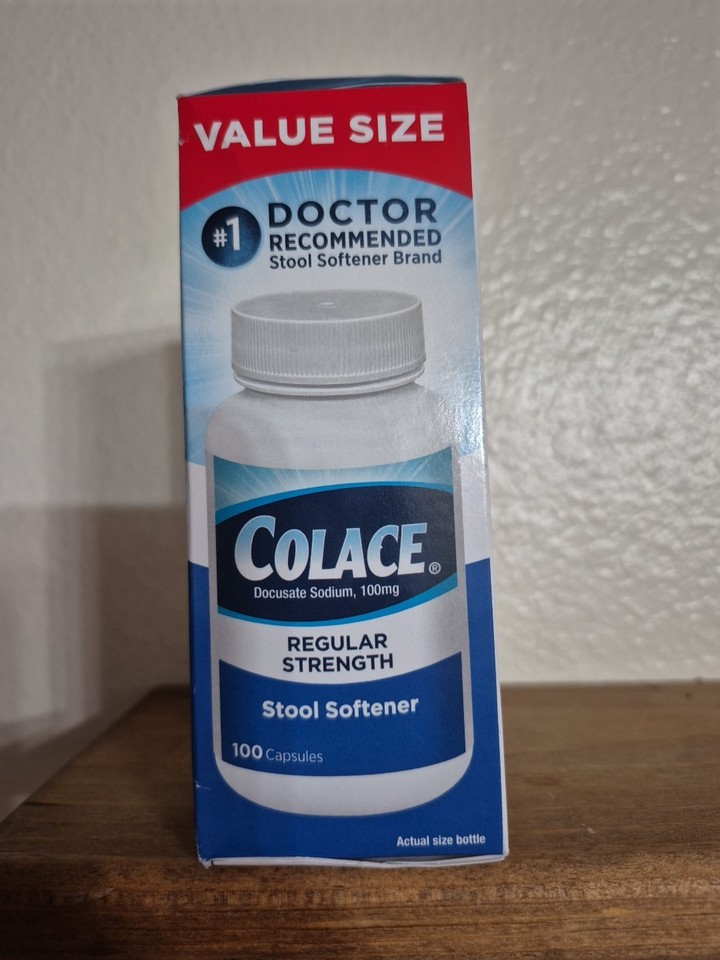 Value Size Colace REGULAR Stool Softener 100mg Docusate Sodium 100 Cap ...