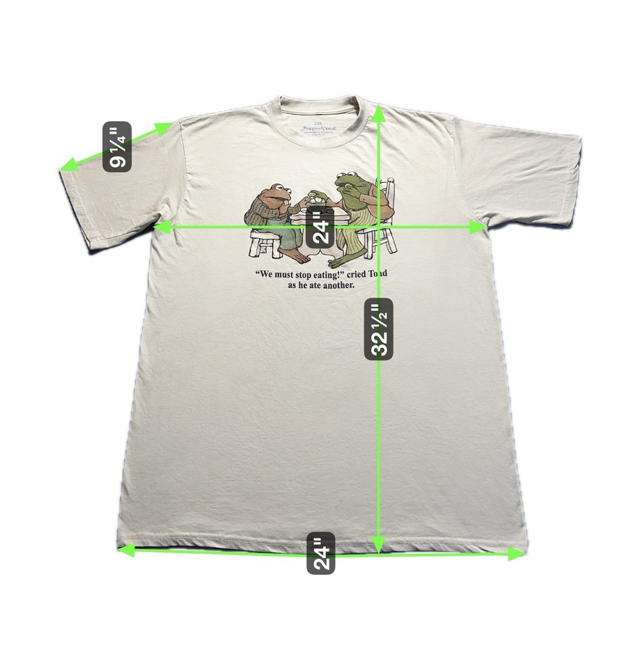 Frog and Toad “We Must Stop Eating” Graphic T-Shirt Men’s 2XL Tan Funny ...