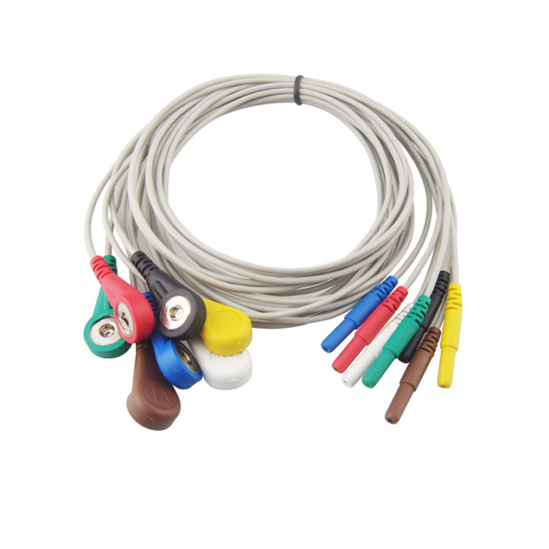 New Din Snap ECG EKG EEG 7- lead holter Cable For Patient Monitor 1.5mm ...