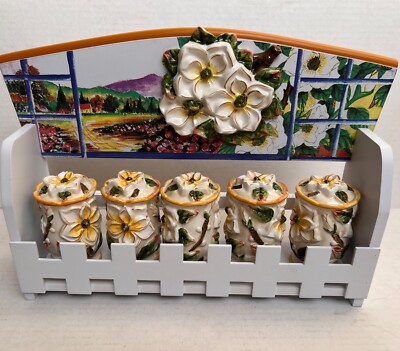 Magnolia spice rack with jars | eBay