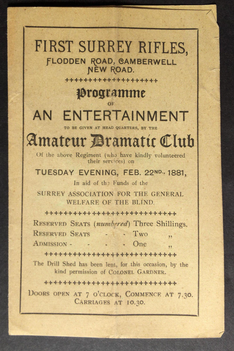 First Surrey Rifles Military Amateur Dramatic Club Col Gardner ...