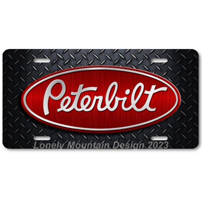 Peterbilt Inspired Art Red on D. Plate FLAT Aluminum Novelty License ...