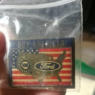 Vintage 1980's "Buy American" Ford/UAW American Flag Enameled Hat/Lapel ...