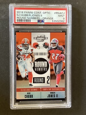 2018 Contenders Optic Nick Chubb Ronald Jones Orange #/49 MINT PSA 9 | eBay