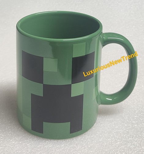 MINECRAFT CREEPER FACE MUG CERAMIC Novelty Green Shade Kids Birthday ...
