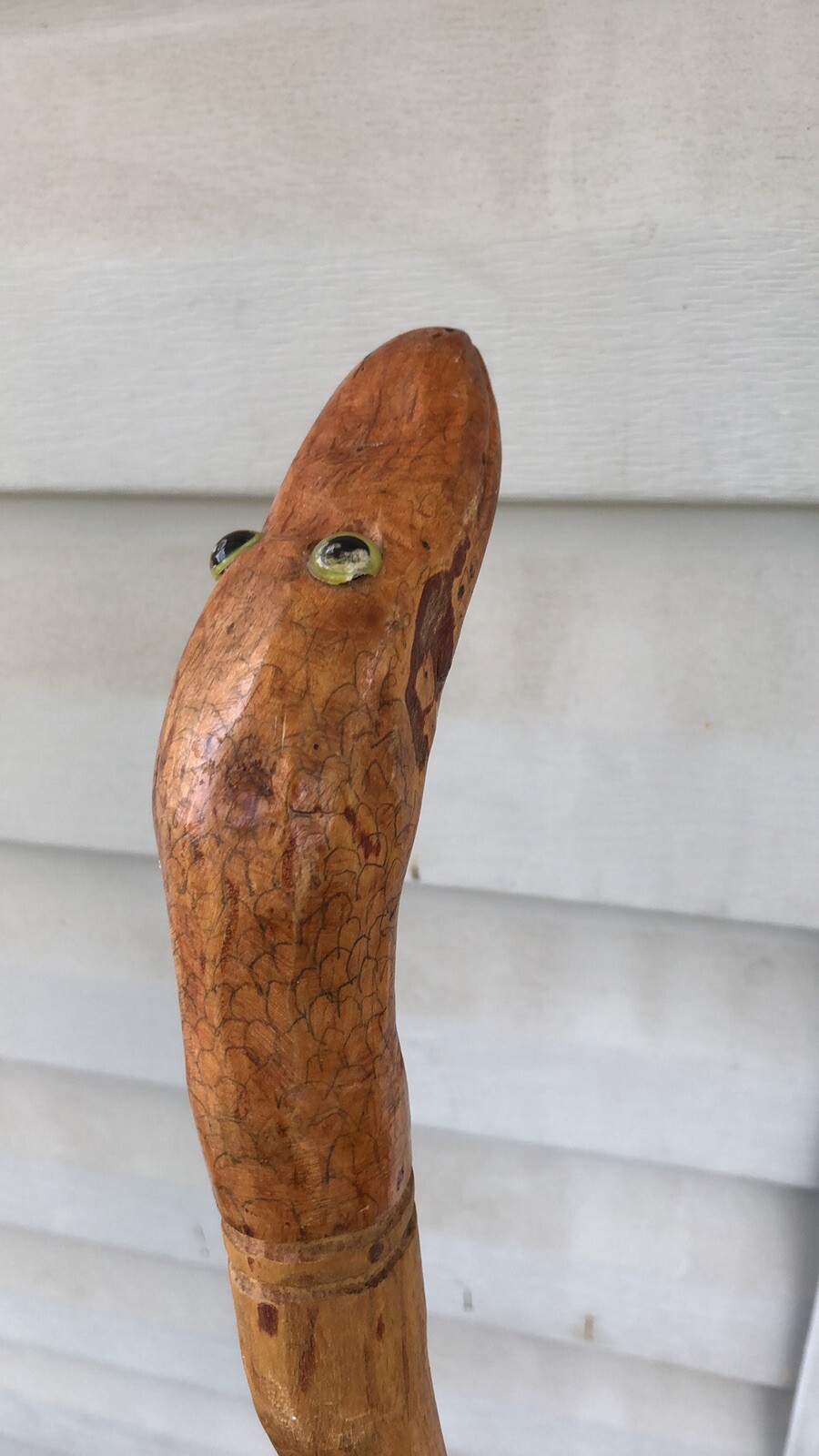 HAND CARVED WOODEN SNAKE WALKING STICK - Gem
