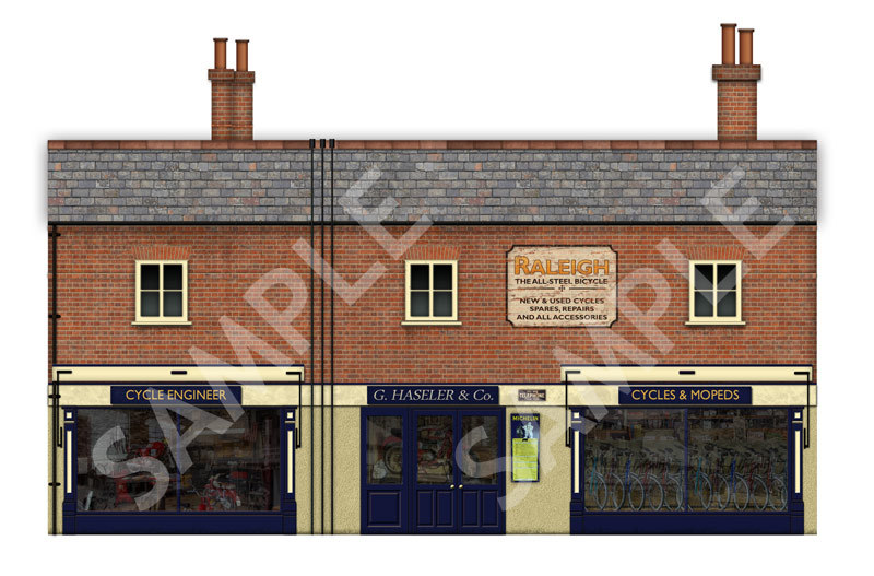 BICYCLE SHOP BACKSCENE BACKDROP SHEET OO GAUGE MODEL RAILWAY BX008-OO ...