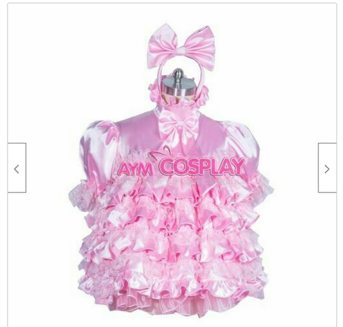 sissy maid lockable Satin dress jumpsuits rompers panties Tailor-made ...
