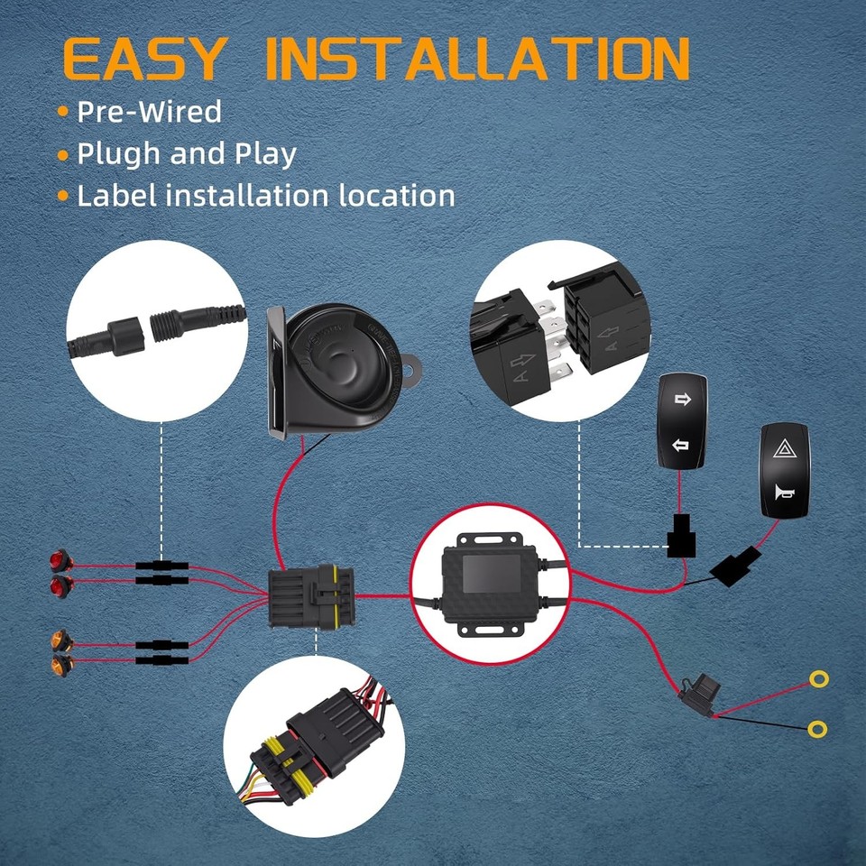 UTV Turn Signal Kit with 110D Horn, Pre-Wired, Plug & Play UTV ...