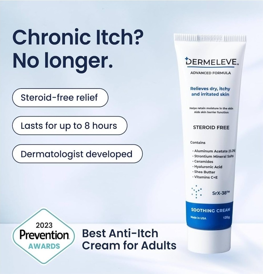 Dermeleve Advanced Formula Soothing Anti-itch Cream Skin Steroid Free ...