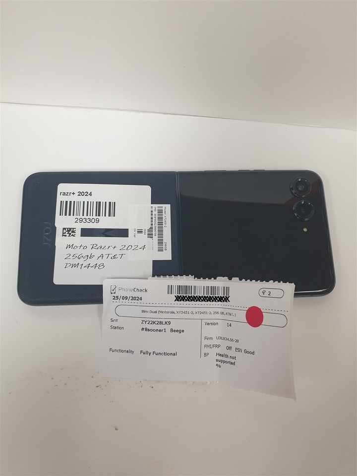 Motorola Razr+ 2024 256gb Blue XT2451-2 (AT&T) Flip MINT PERFECT DM1448 ...