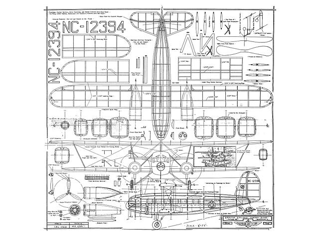 American Airlines Condor Rubber 24" RC Model Airplane Printed Plans ...