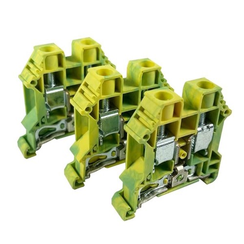DIN Rail Ground Terminal Blocks 3 Quantity DK10N-PE Dinkle 6 - 20 AWG ...